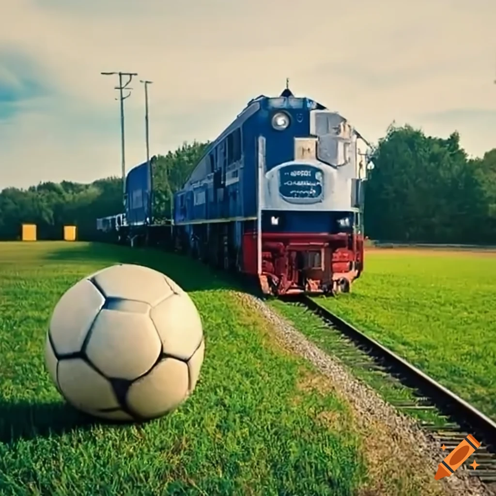 Soccer locomotive on a soccer field on Craiyon