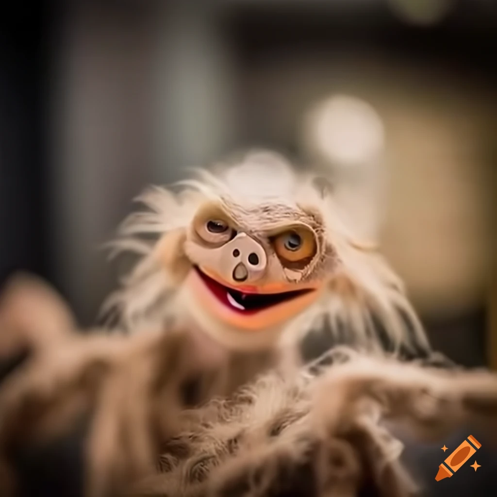 Hairy cryptid muppet in an office cubicle