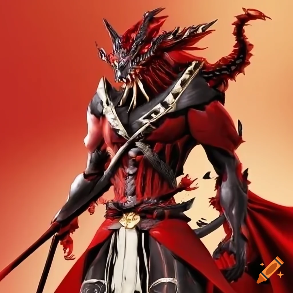 Red samurai dragon artwork on Craiyon