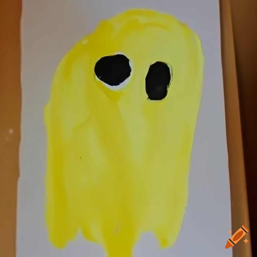 Kids painting of a yellow ghost on Craiyon