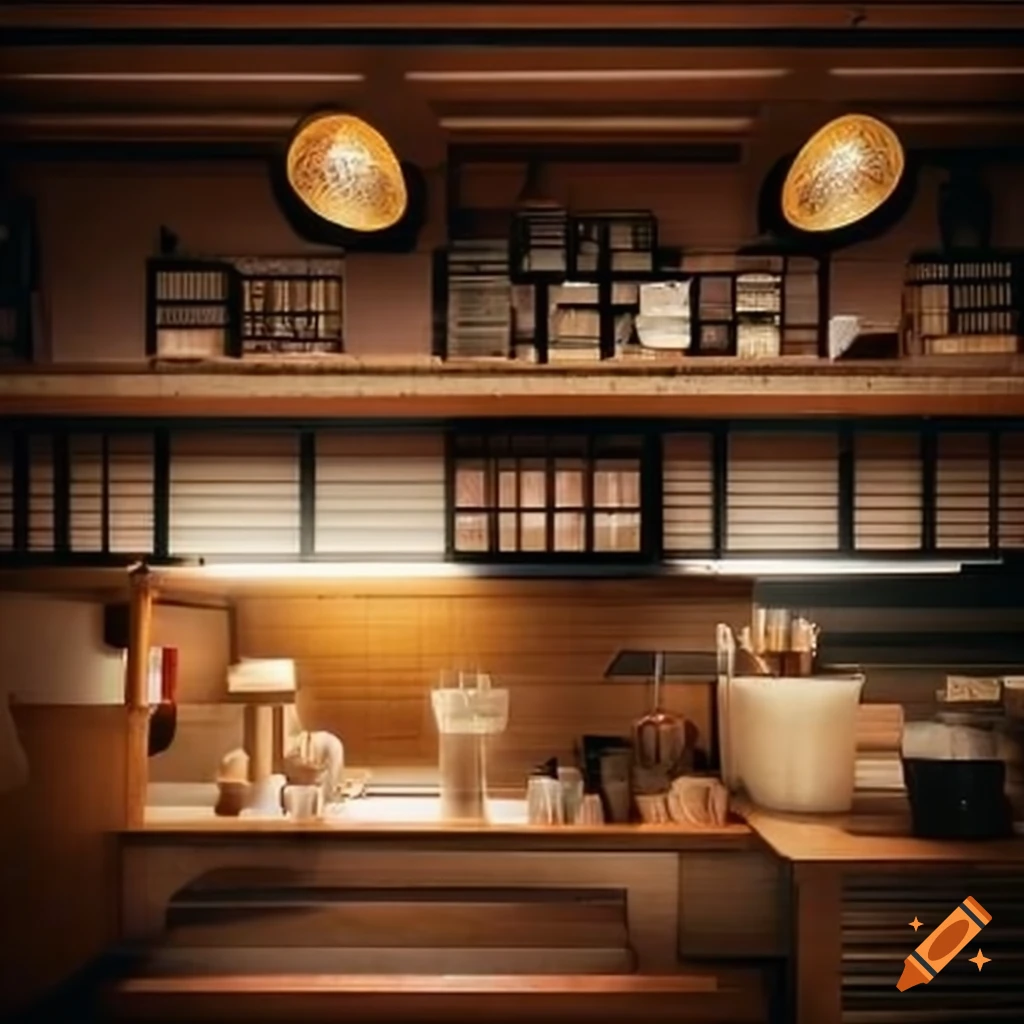 Modern interior design of a ramen shop on Craiyon