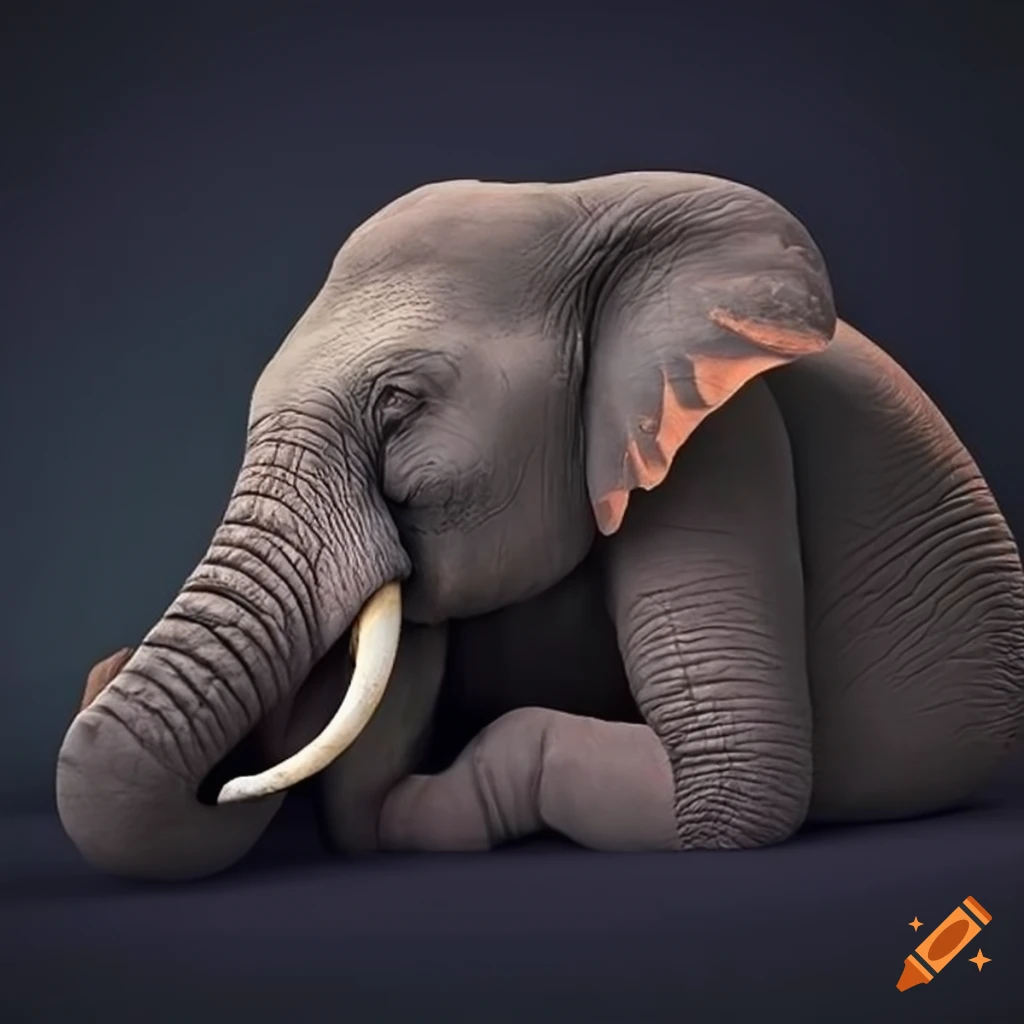 Elephant sleeping peacefully on Craiyon