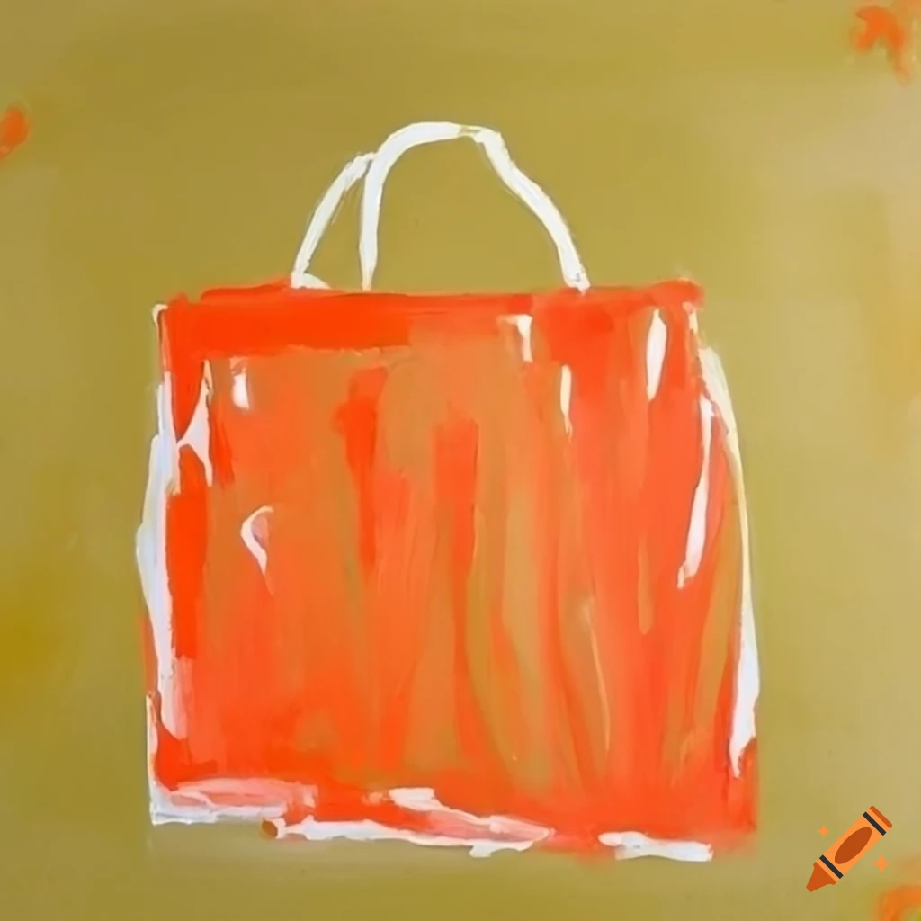 Abstract painting of an orange shopping bag on Craiyon