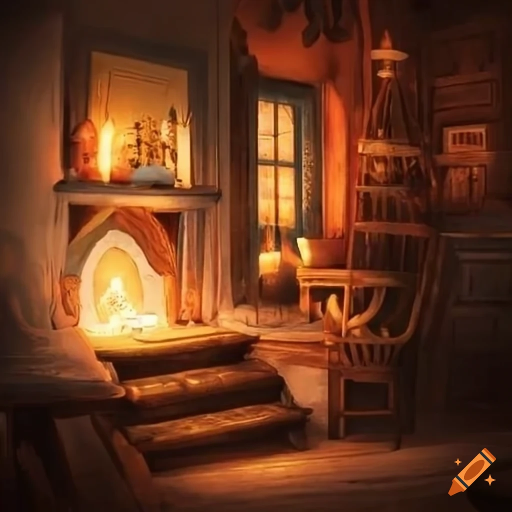 Cozy candlelit cottage interior at night on Craiyon