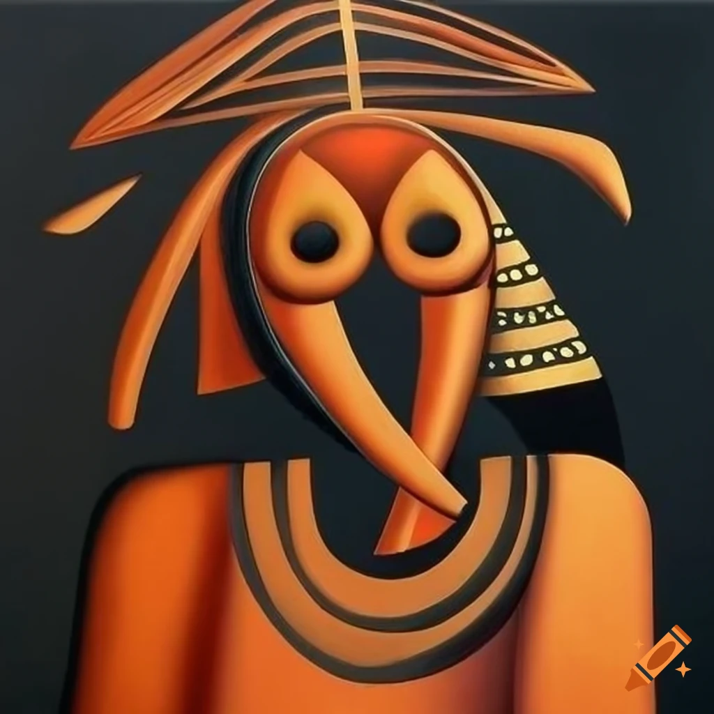 Surreal abstract painting of an african tribe