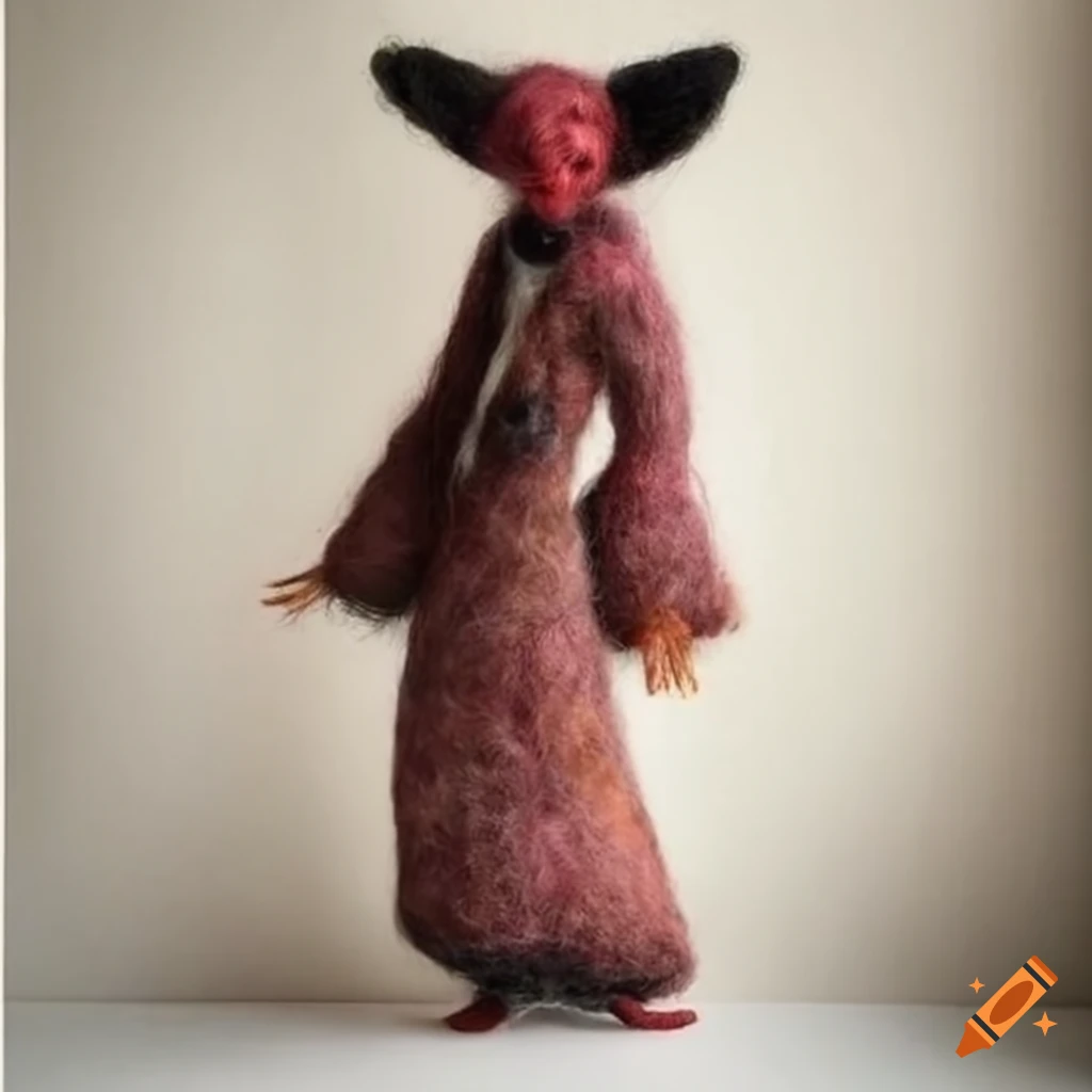 Felted wool creatures wearing designer fashion outfits on Craiyon