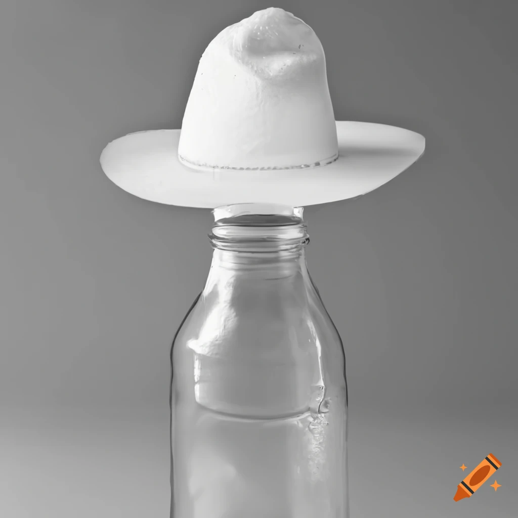 Soda bottle with a small white hat on top