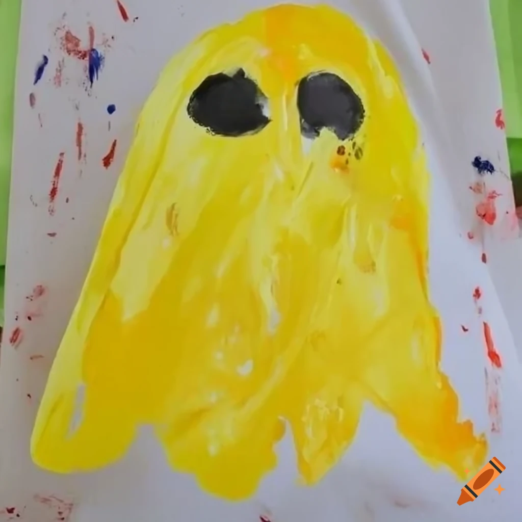 Kids painting of a yellow ghost on Craiyon