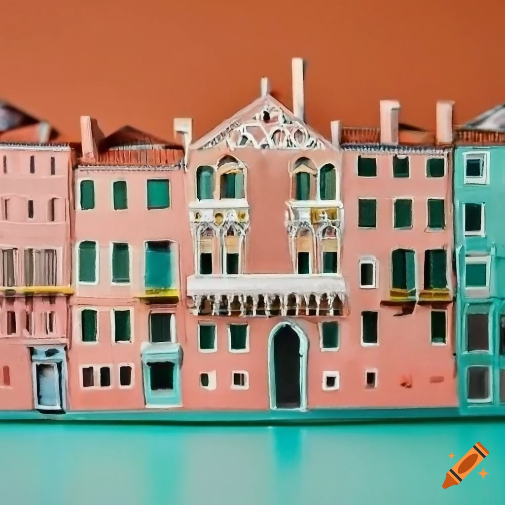 Vibrant pastel paper model of Venice on Craiyon