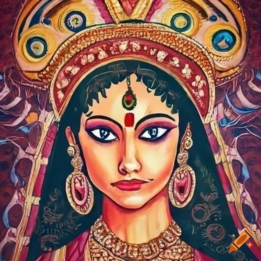 Drawing Related To Navratri Festival