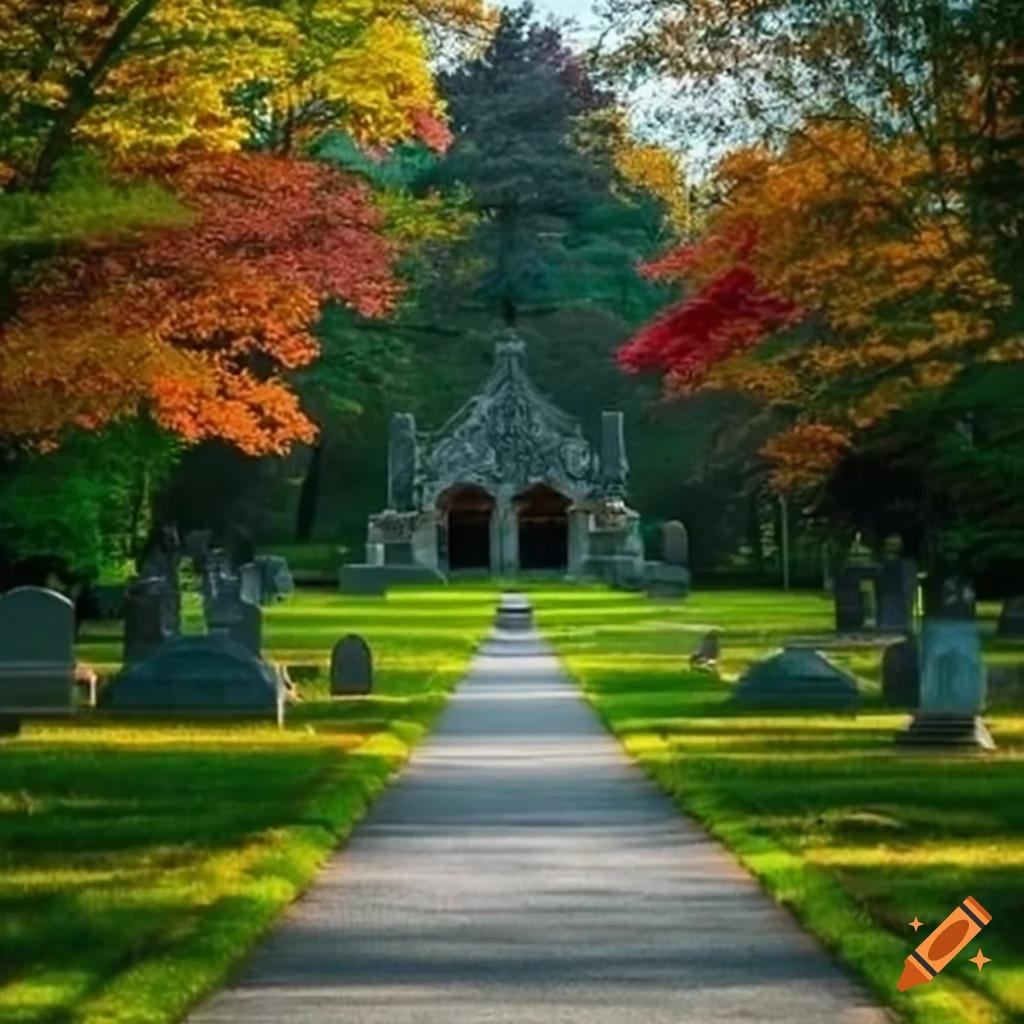 Serene cemetery scene on Craiyon
