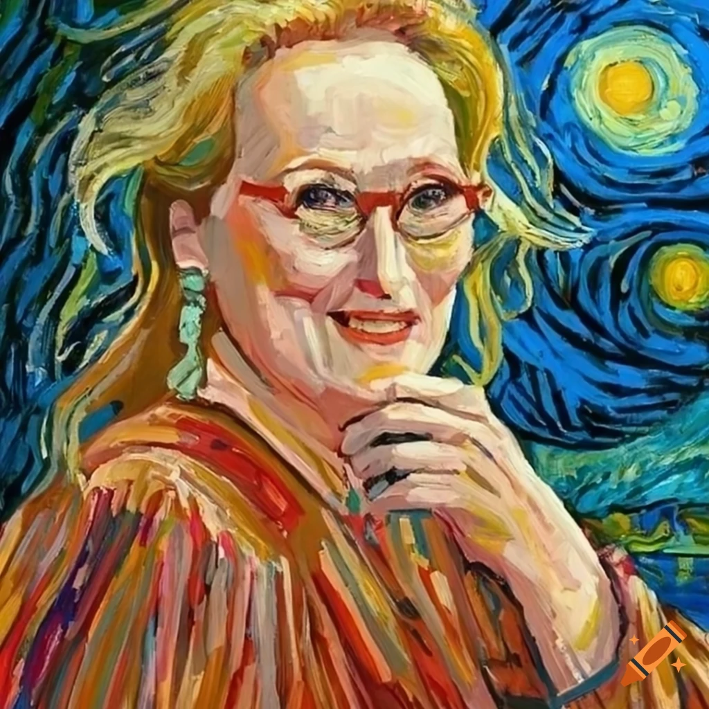 Van gogh style painting of meryl streep
