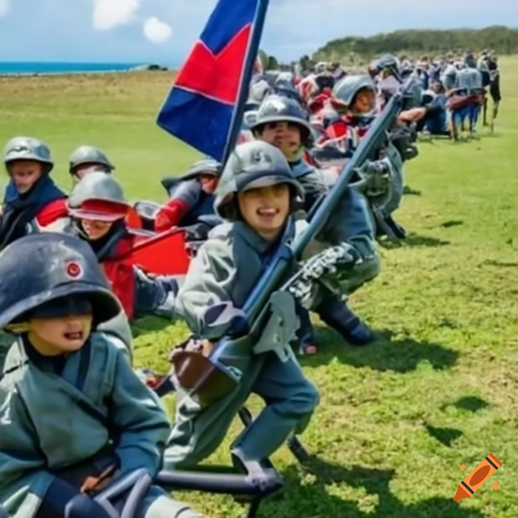 Fun re-enactment of the Battle of Iwo Jima for kids on Craiyon