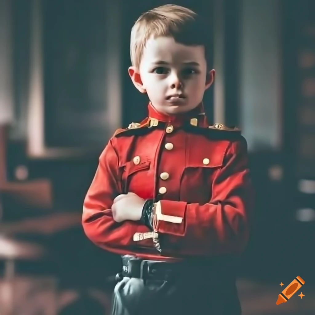 Young Canadian boy in mountie uniform on Craiyon