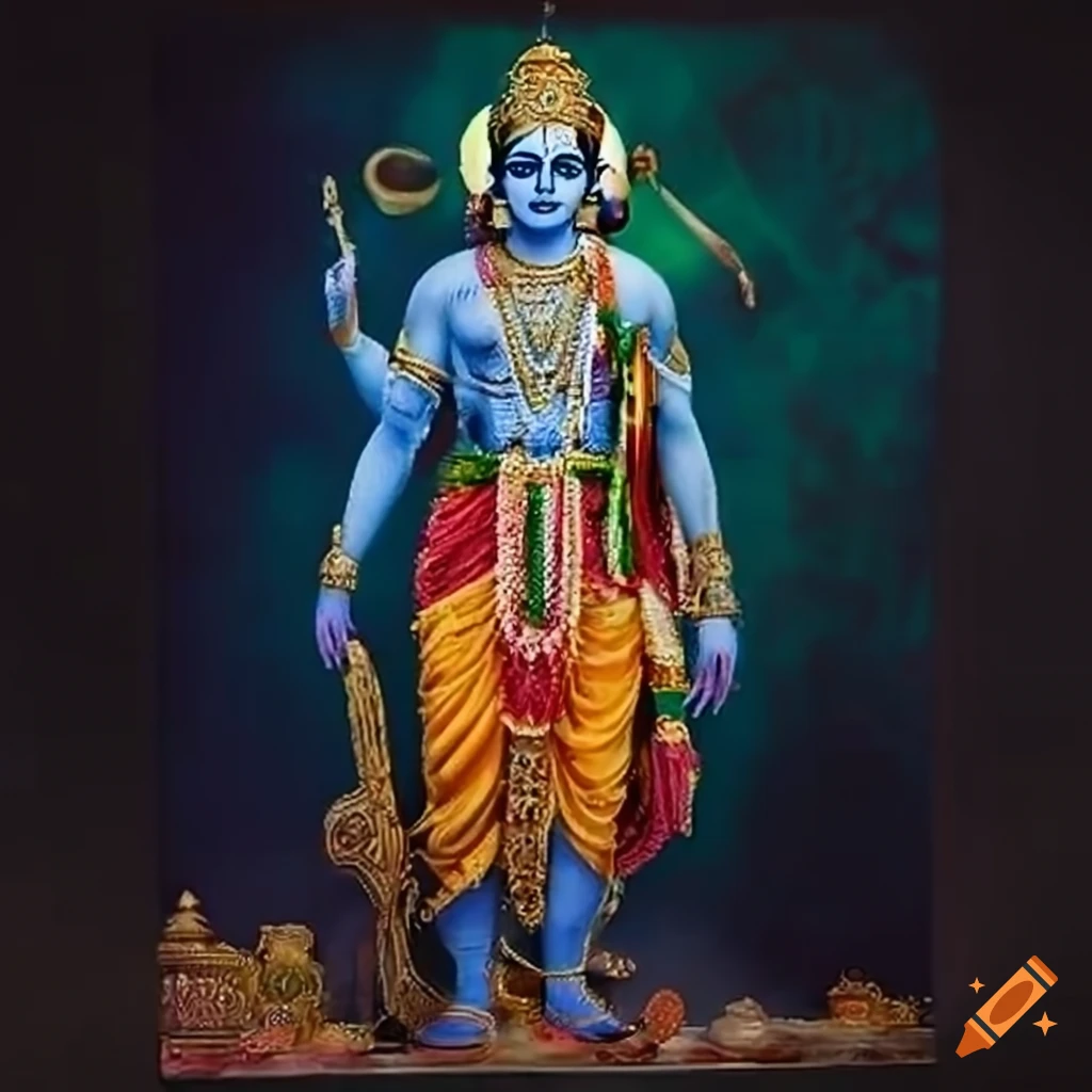 Lord Rama depicting a scene from Indian mythology on Craiyon