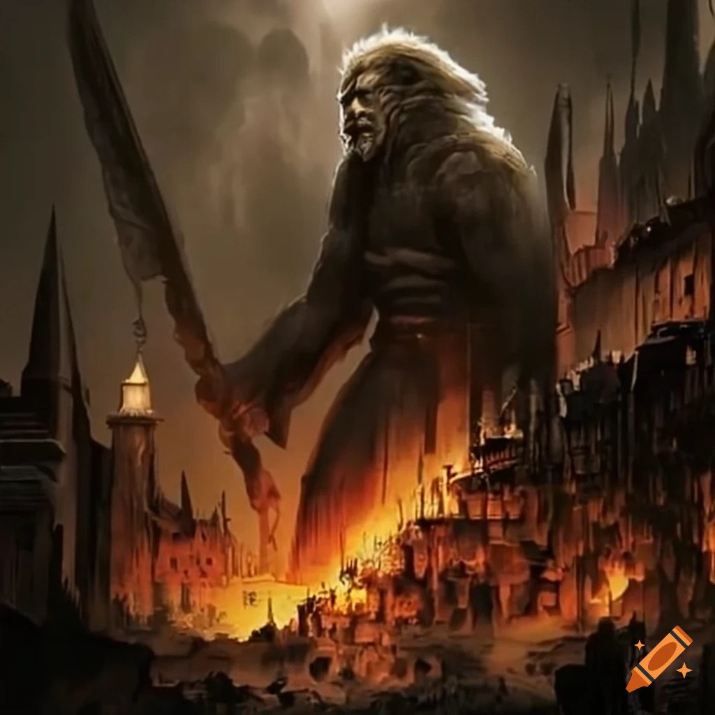 Image of city destruction by giants