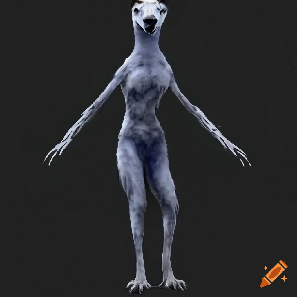 Surreal humanoid bird beings in antarctica on Craiyon