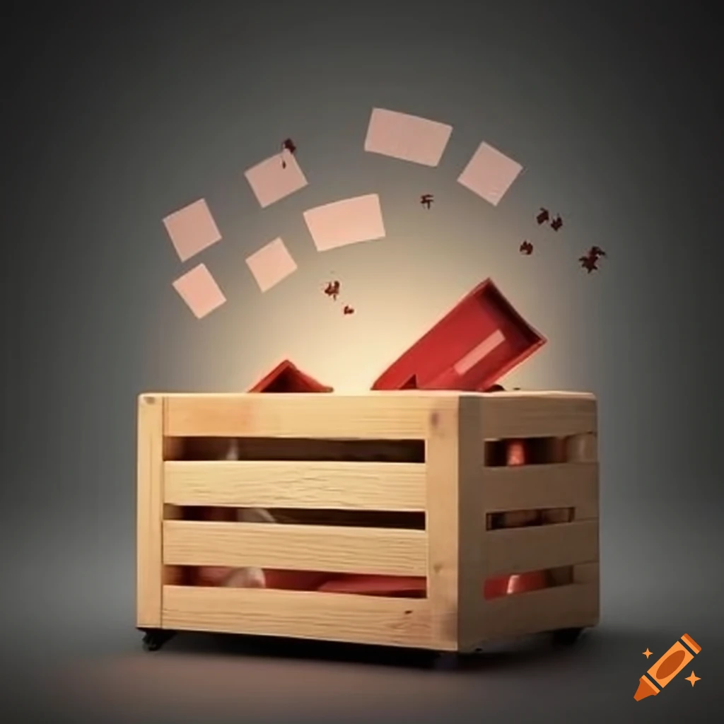 Wooden crate bursting with text messages on Craiyon