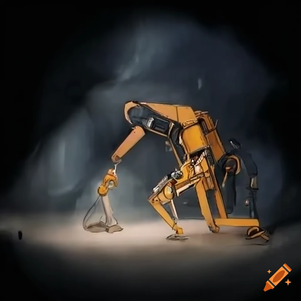 Image of a man using advanced robotic arms for excavation