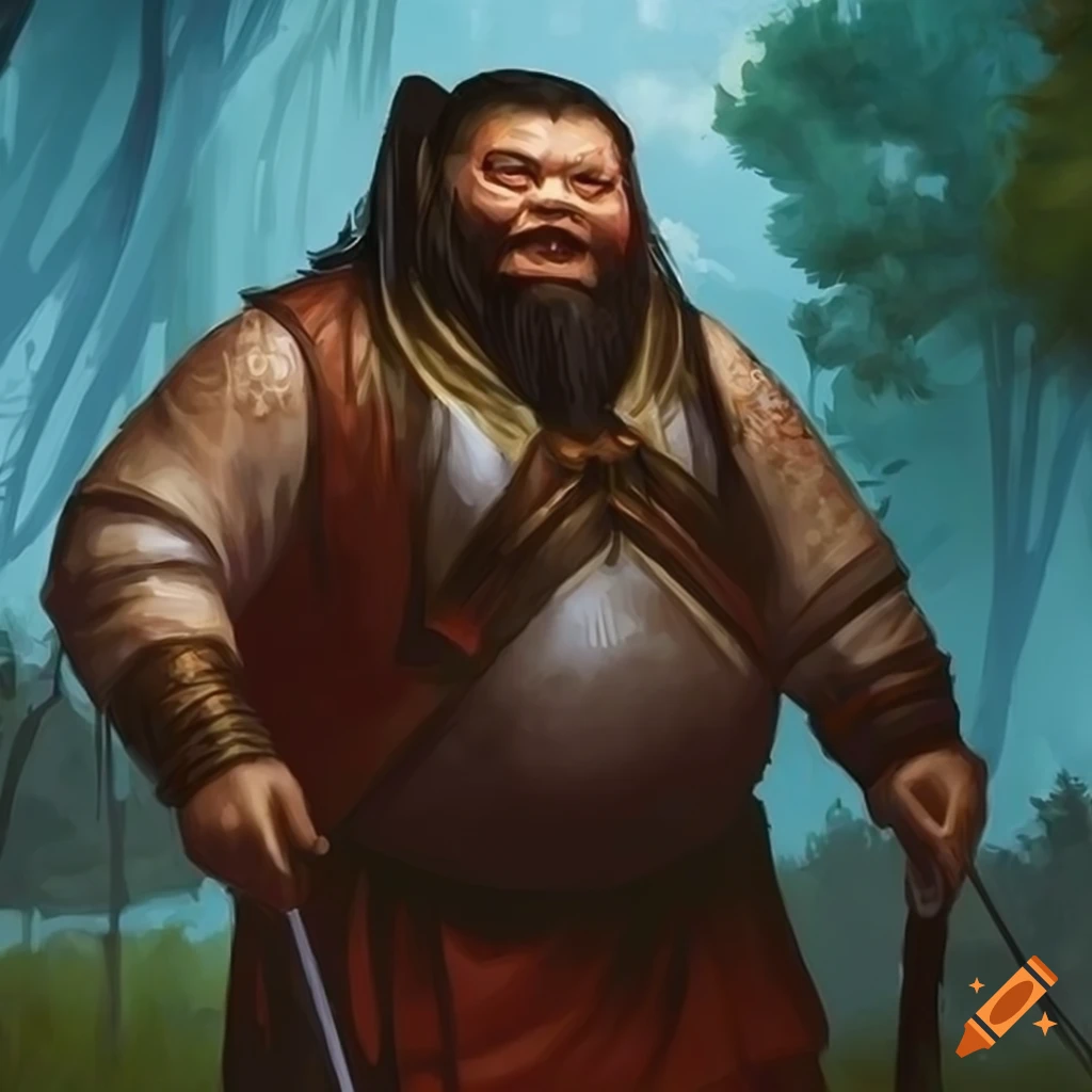 Fantasy illustration of an asian dwarf in ancient chinese clothing on ...