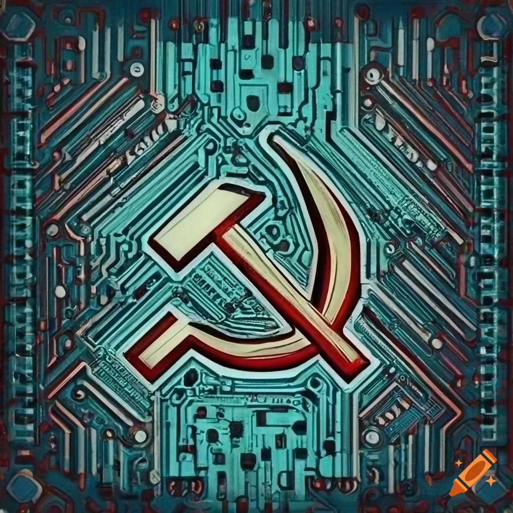 Circuit board pattern with a symbol of communism on Craiyon