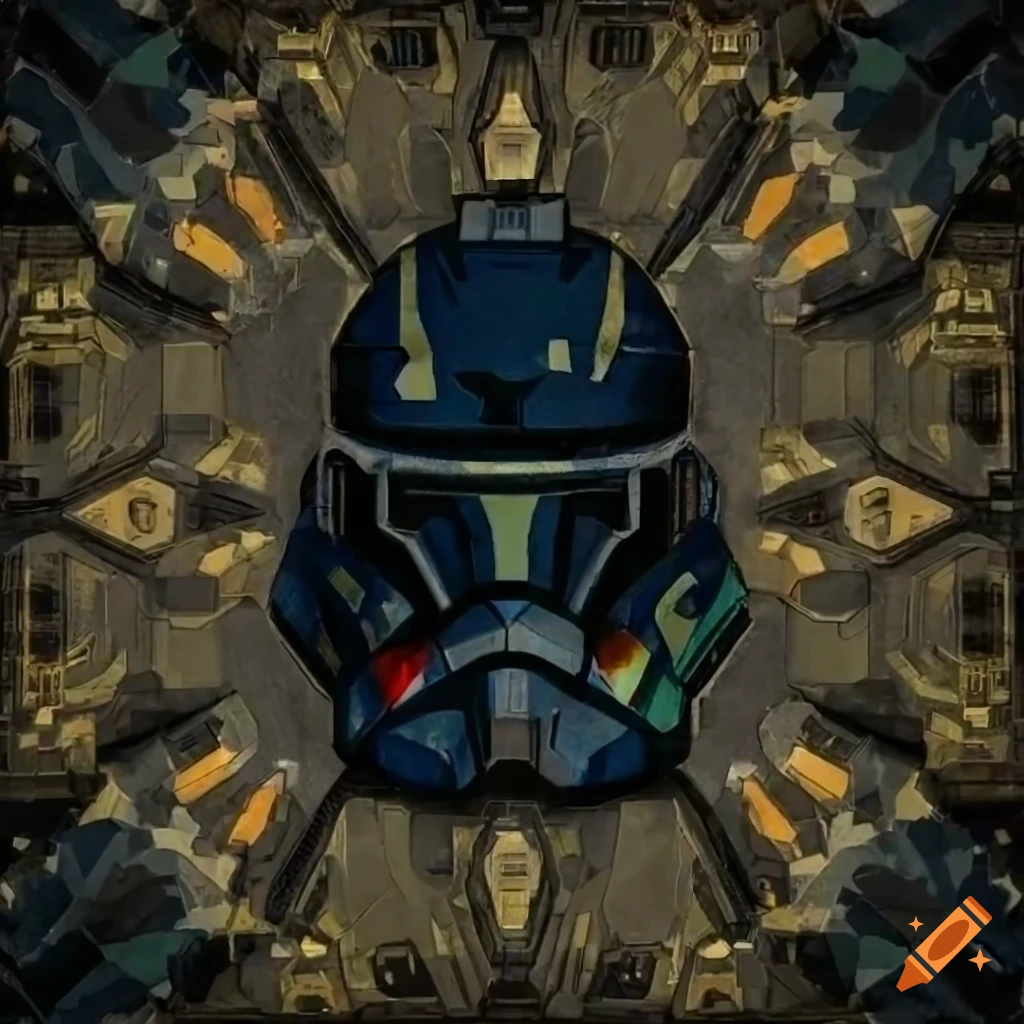 Sharp image of a captain clone trooper in futuristic black armor on Craiyon