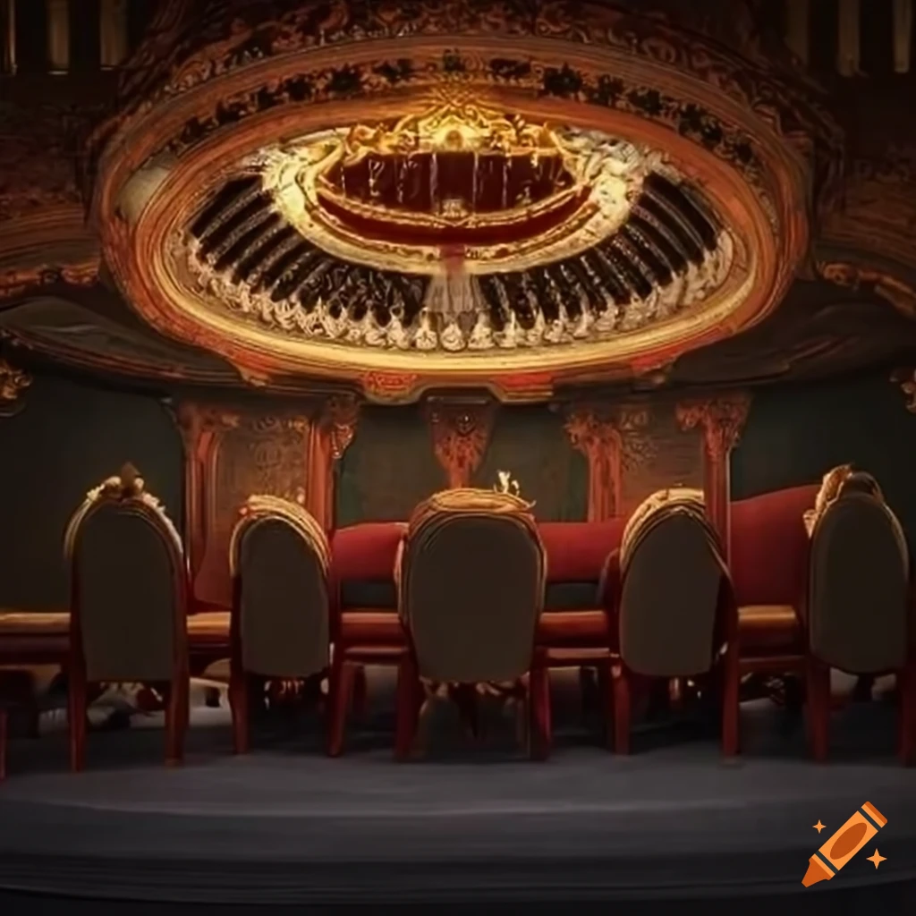 Photo of a round table in a magic council temple on Craiyon