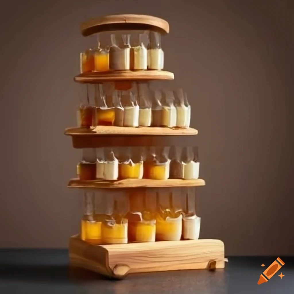 Wooden display stand for honey