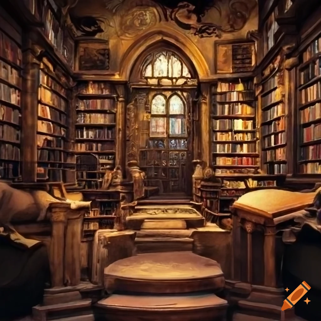 Image of a sinister library with forbidden books on Craiyon