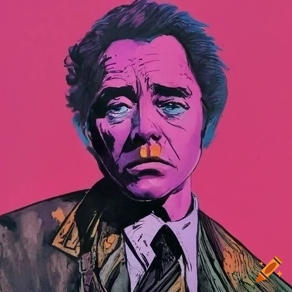 Portrait of a tragic hero in a neo-noir cyberpunk setting on Craiyon