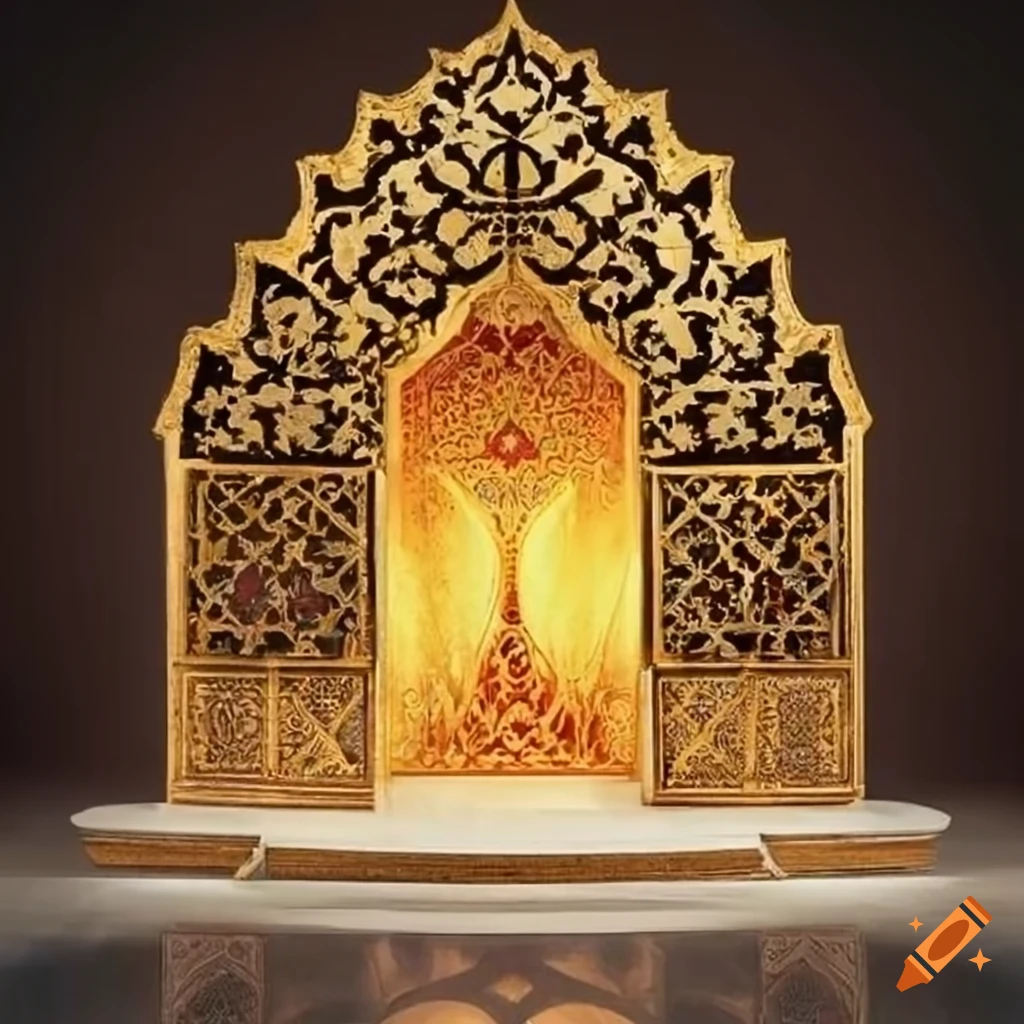 Marble and gold entrance altar in islamic art on Craiyon