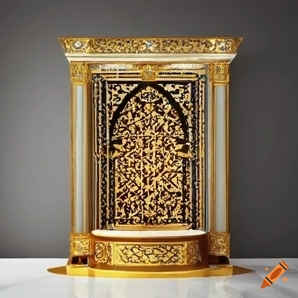 Marble and gold entrance altar in Islamic art on Craiyon