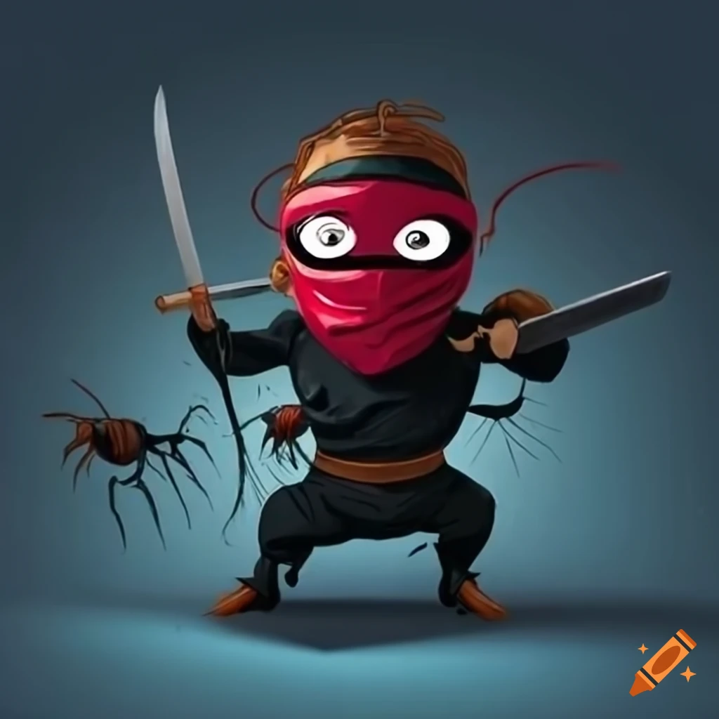 Image of a ninja cockroach with a sword on Craiyon