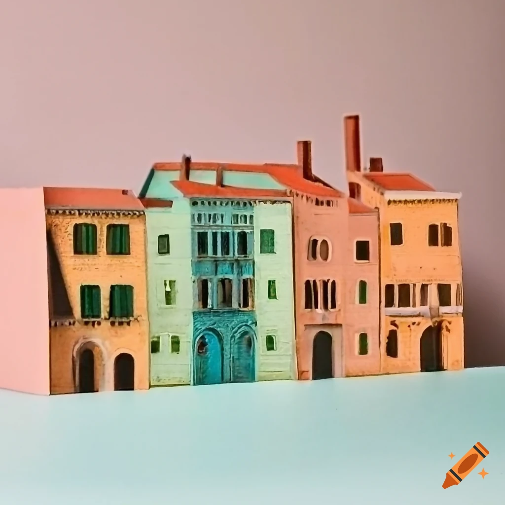 Vibrant and detailed paper model of Venice on Craiyon