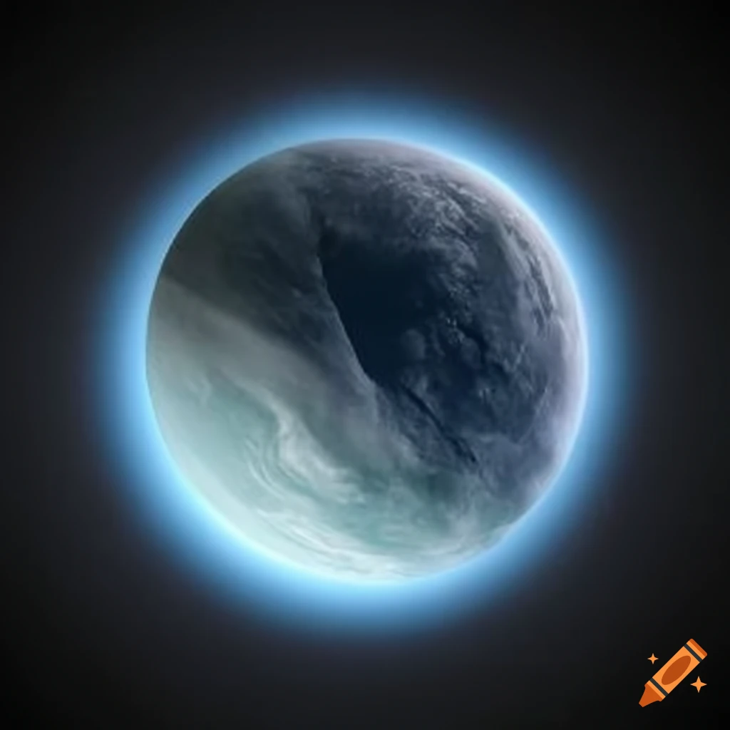 Image of an icy planet in space on Craiyon
