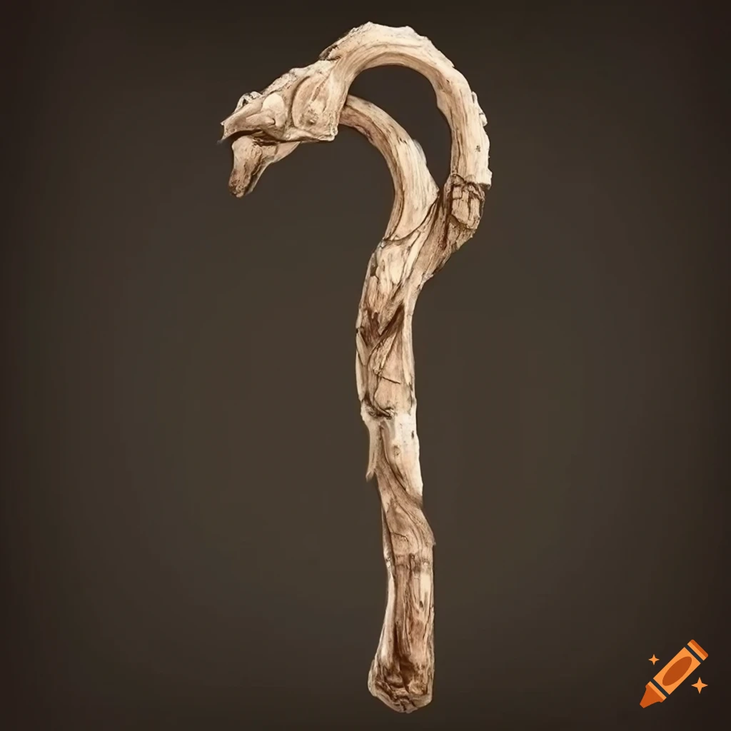 Bleached driftwood staff for decoration
