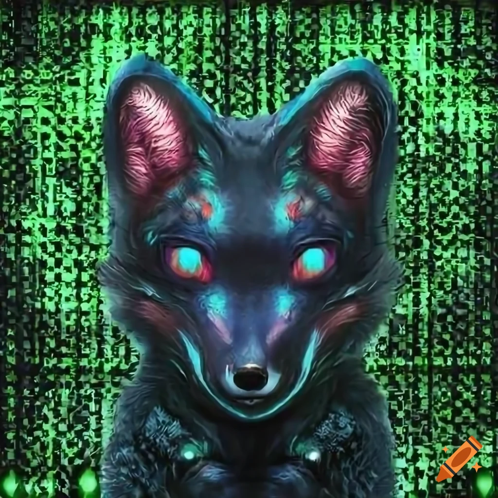 Digital art of a futuristic arctic fox in a matrix world on Craiyon