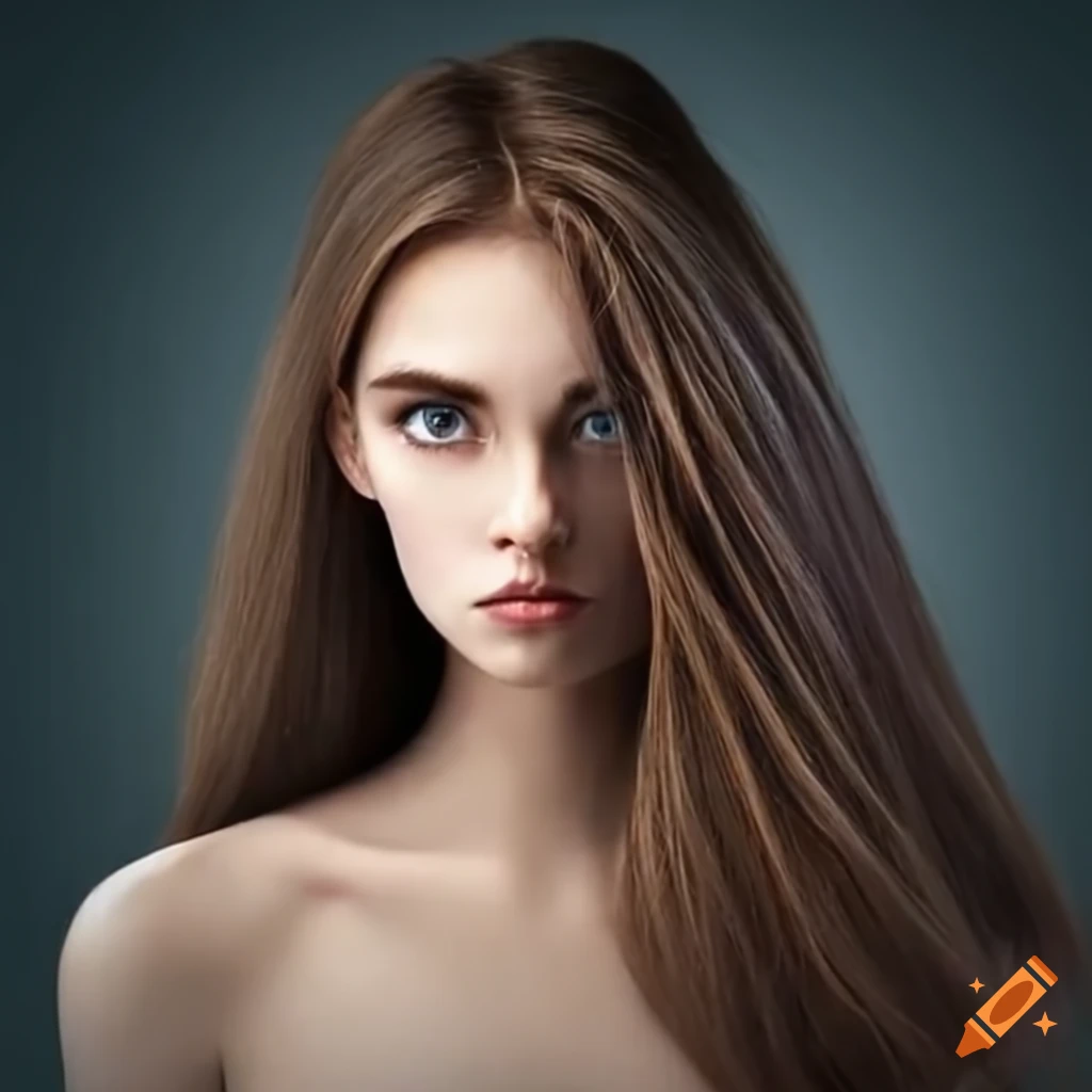 Portrait of an angry girl with brown hair on Craiyon