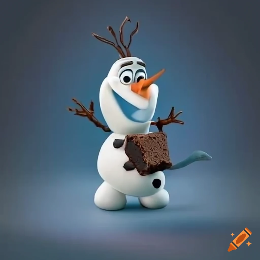 Olaf enjoying a delicious brownie