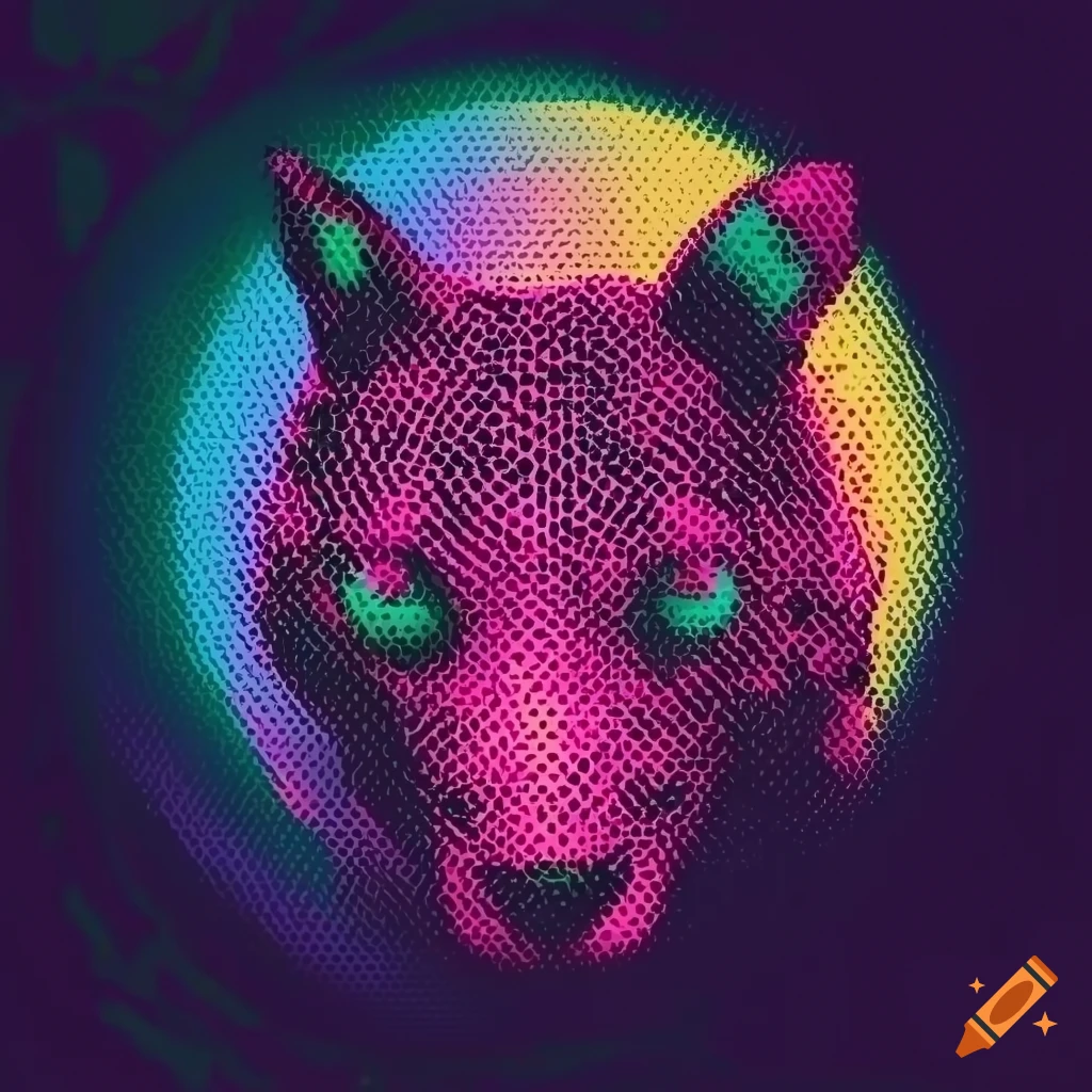 Vaporwave style music festival poster with animal head on Craiyon