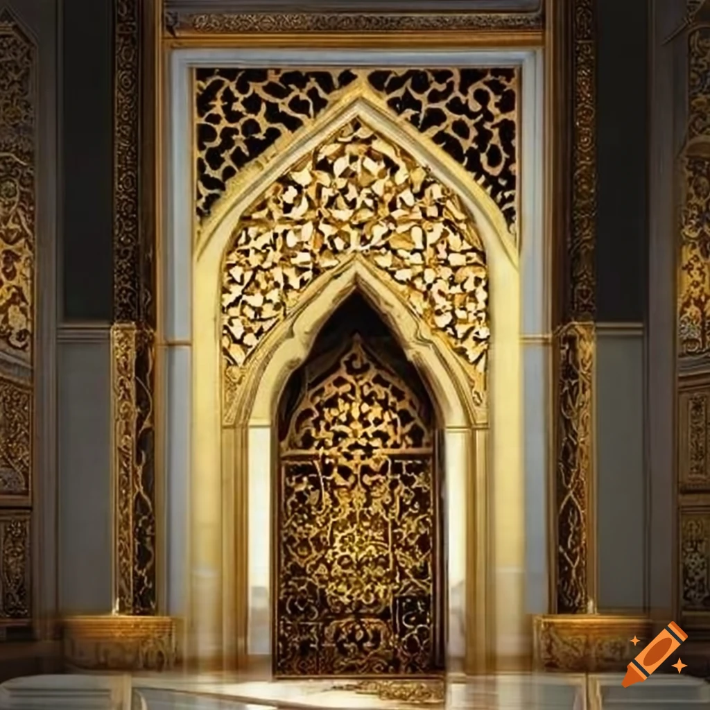 Golden entrance of Islamic art on Craiyon