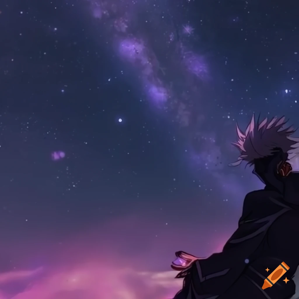 Gojo Satoru and a woman under the starry sky on Craiyon