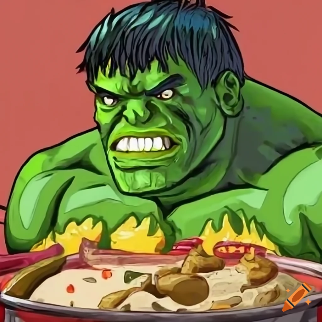 Hulk cooking indian food
