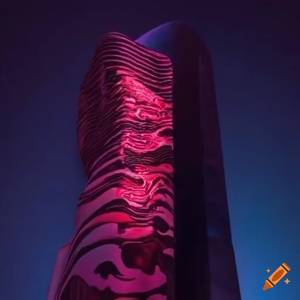 Futurist giant city weird design complex structures yellow strange ...