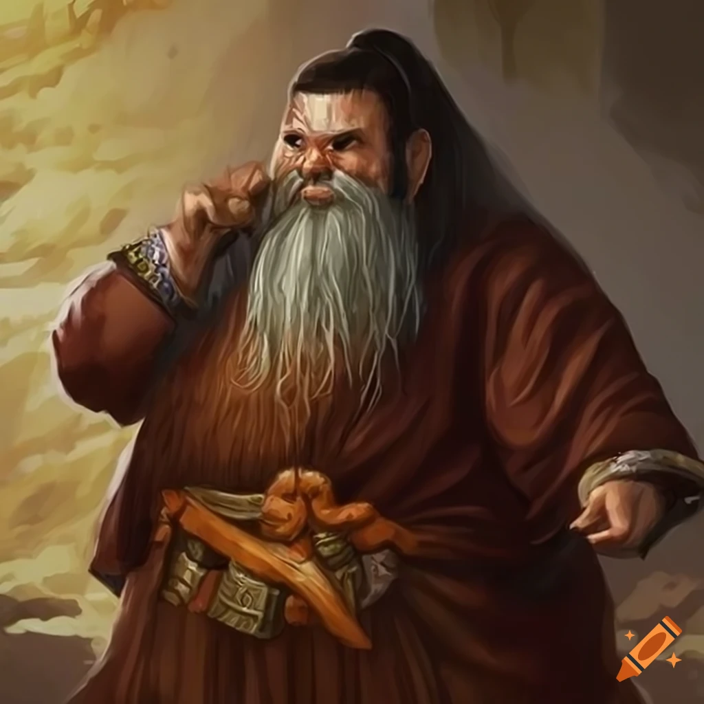 Artwork of a dwarf man in ancient chinese clothing on Craiyon