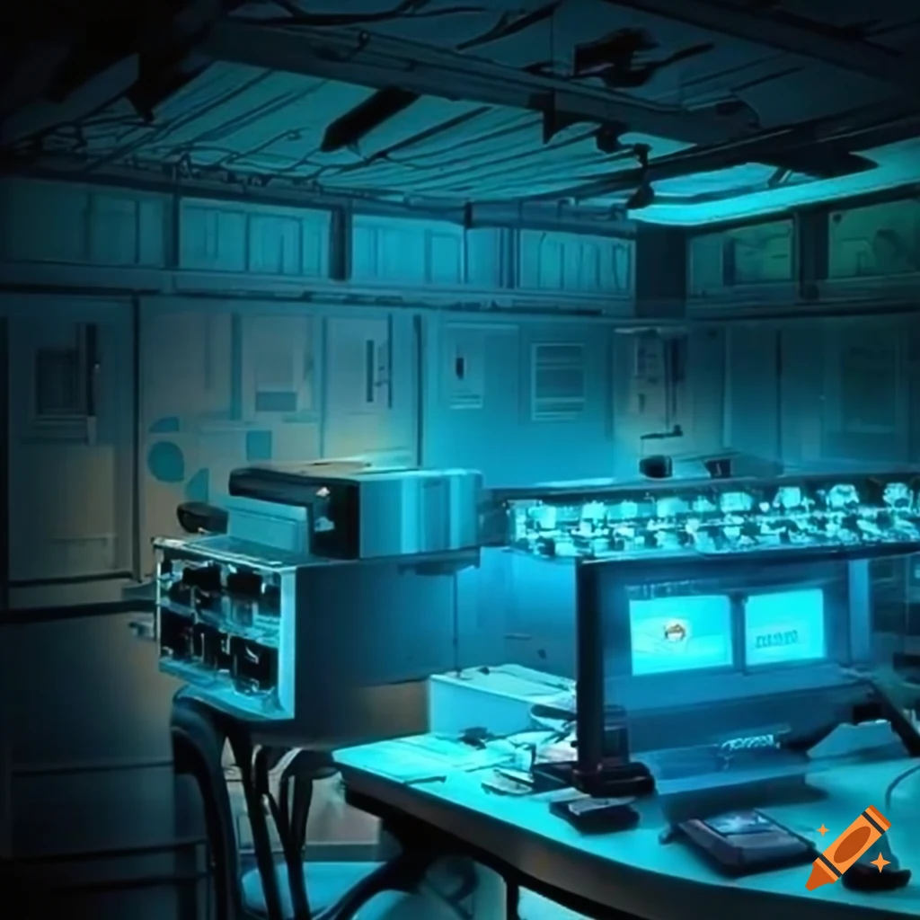 Image of a laboratory control room on Craiyon