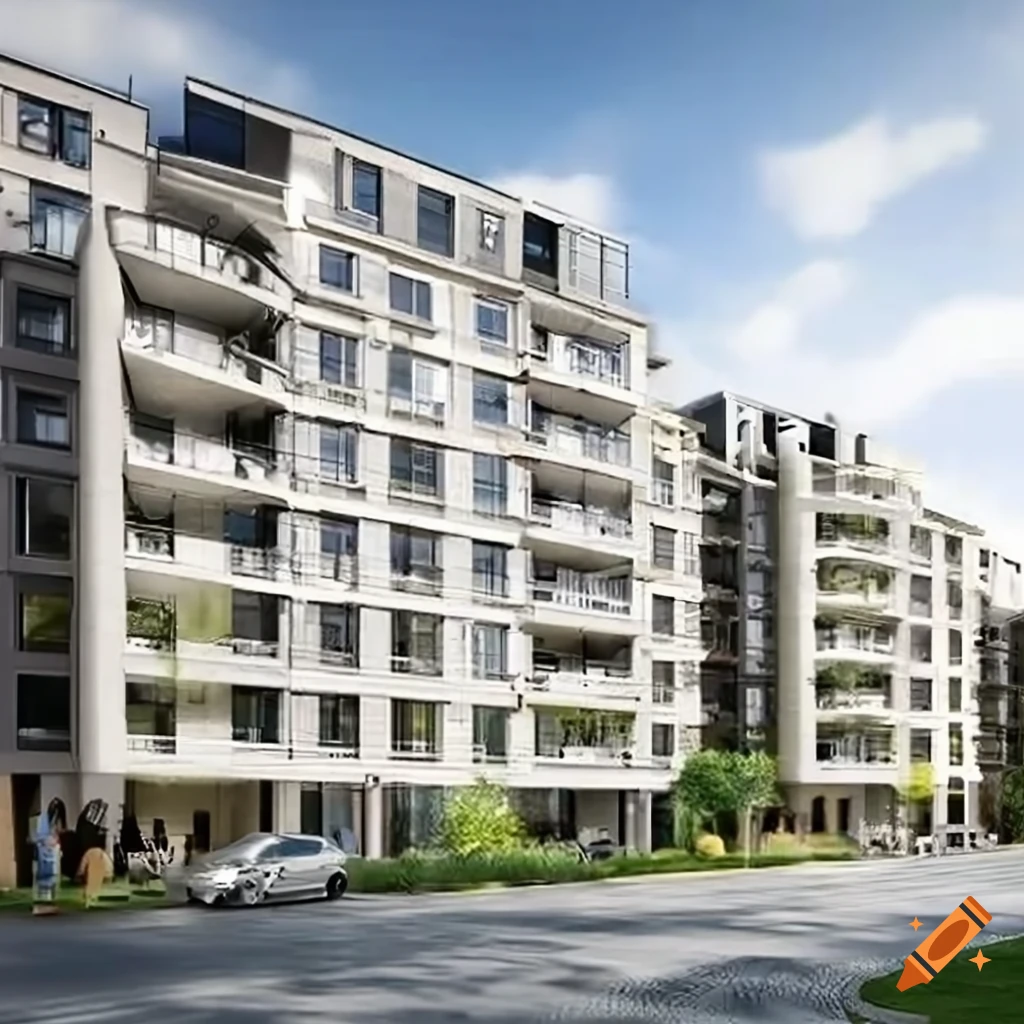 High-quality realistic rendering of a modern residential apartment ...