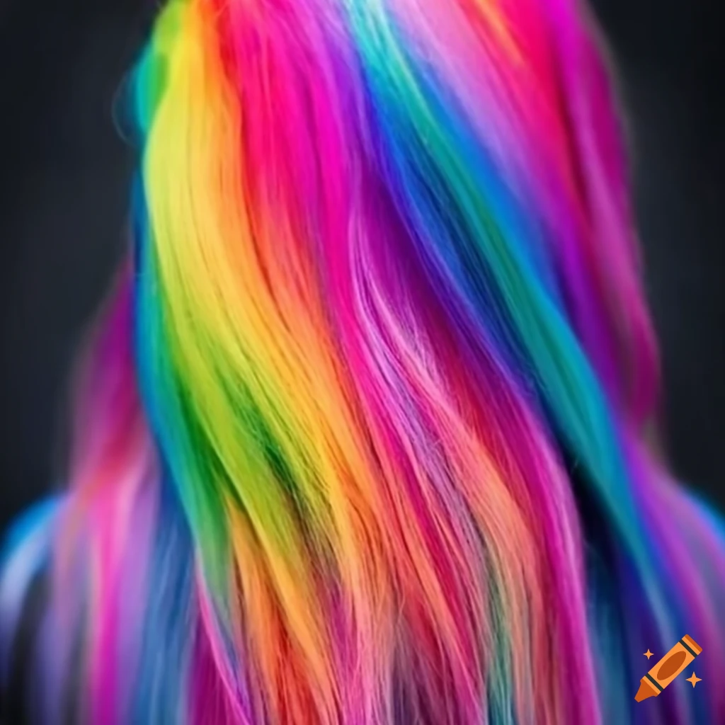 Colorful rainbow hair on Craiyon