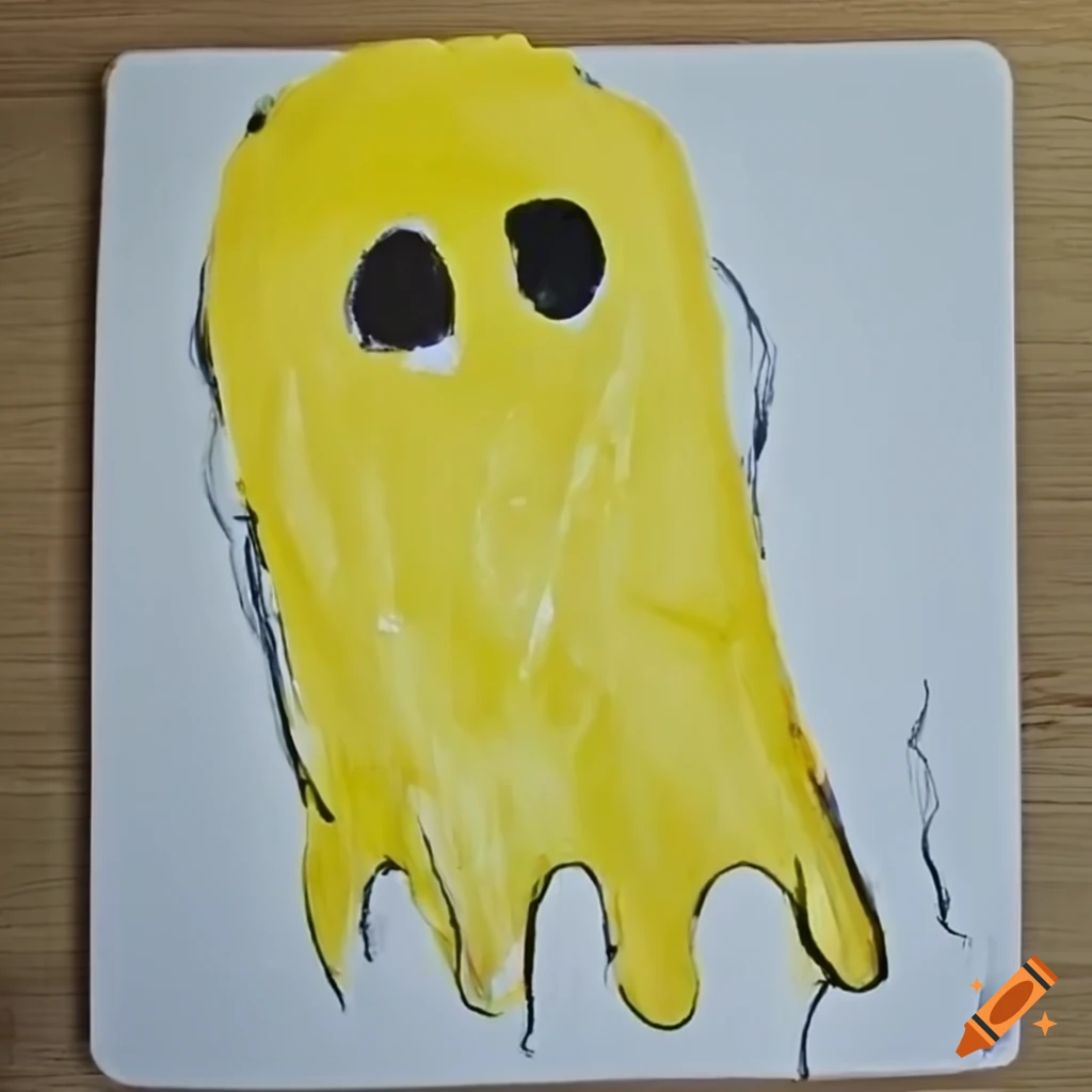 Kids painting of a yellow ghost on Craiyon