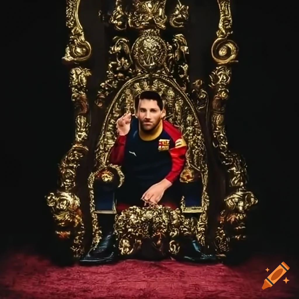 Digital art of Lionel Messi on a throne on Craiyon